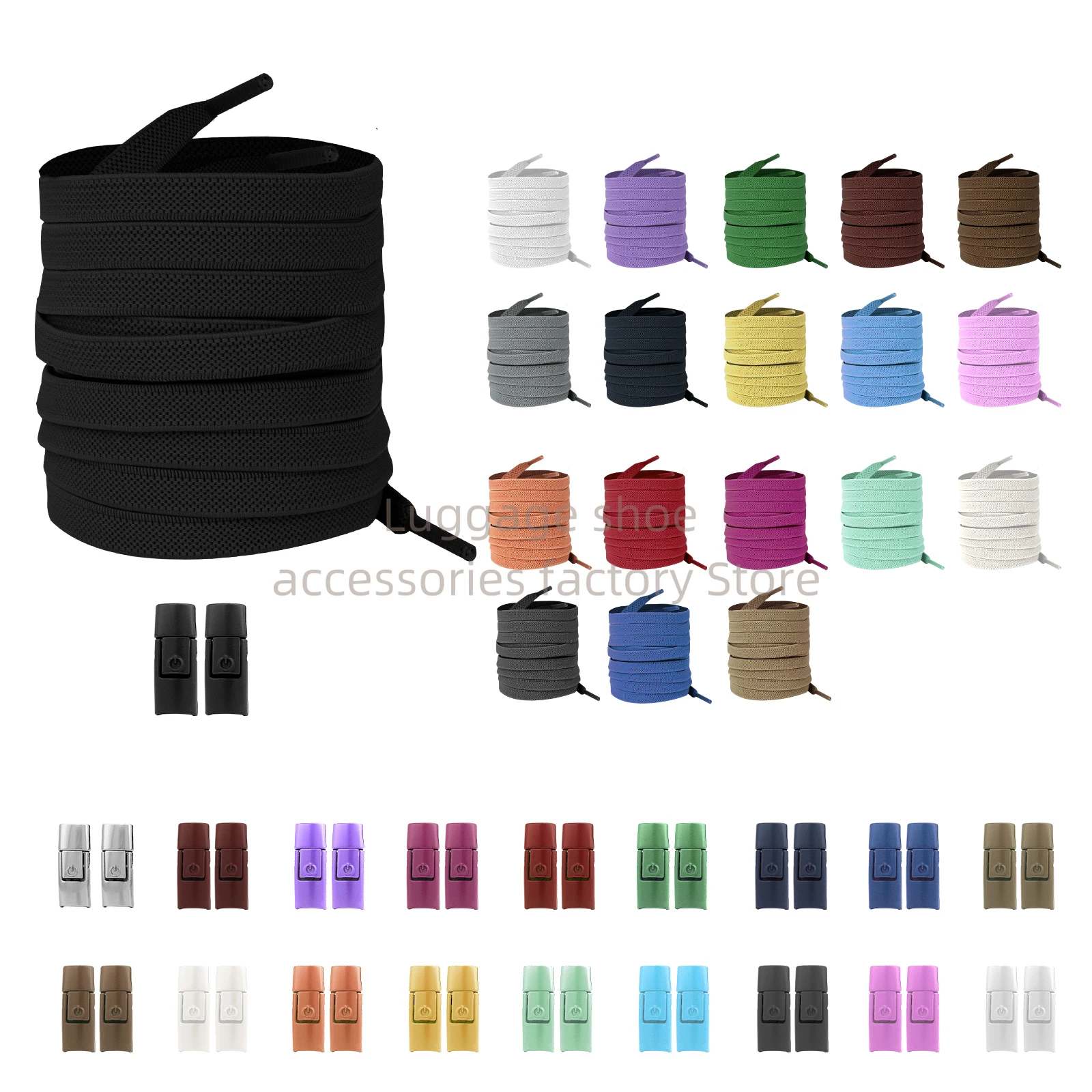 2-Pairs-Press-Lock-Shoe-Laces-Without-Ties-Gradient-Flat-Elastic-Laces ...