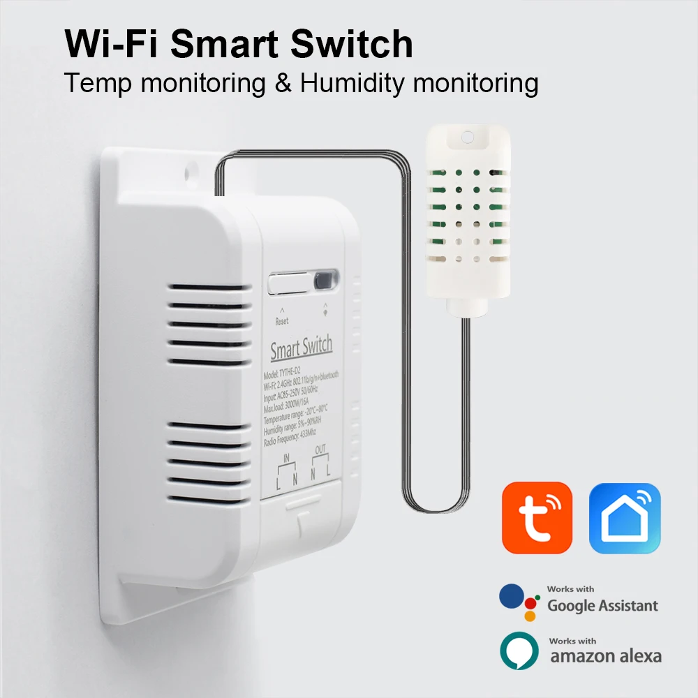 Tuya Wifi Smart Temperature Humidity Switch Monitoring Electricity Statistics Relay Timing ...