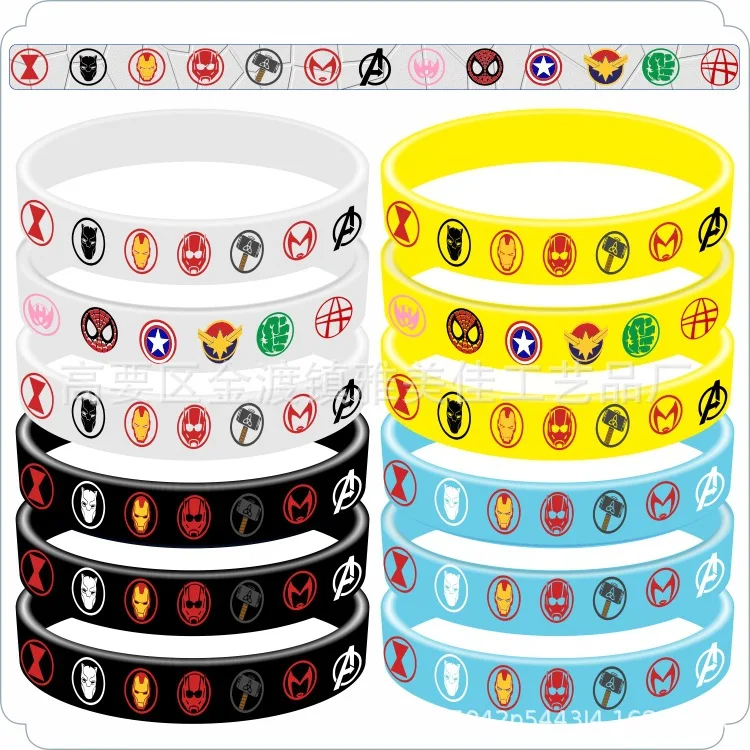 12pcs-Disney-Avengers-super-hero-spider-man-Bracelet-iron-man-Silicone ...
