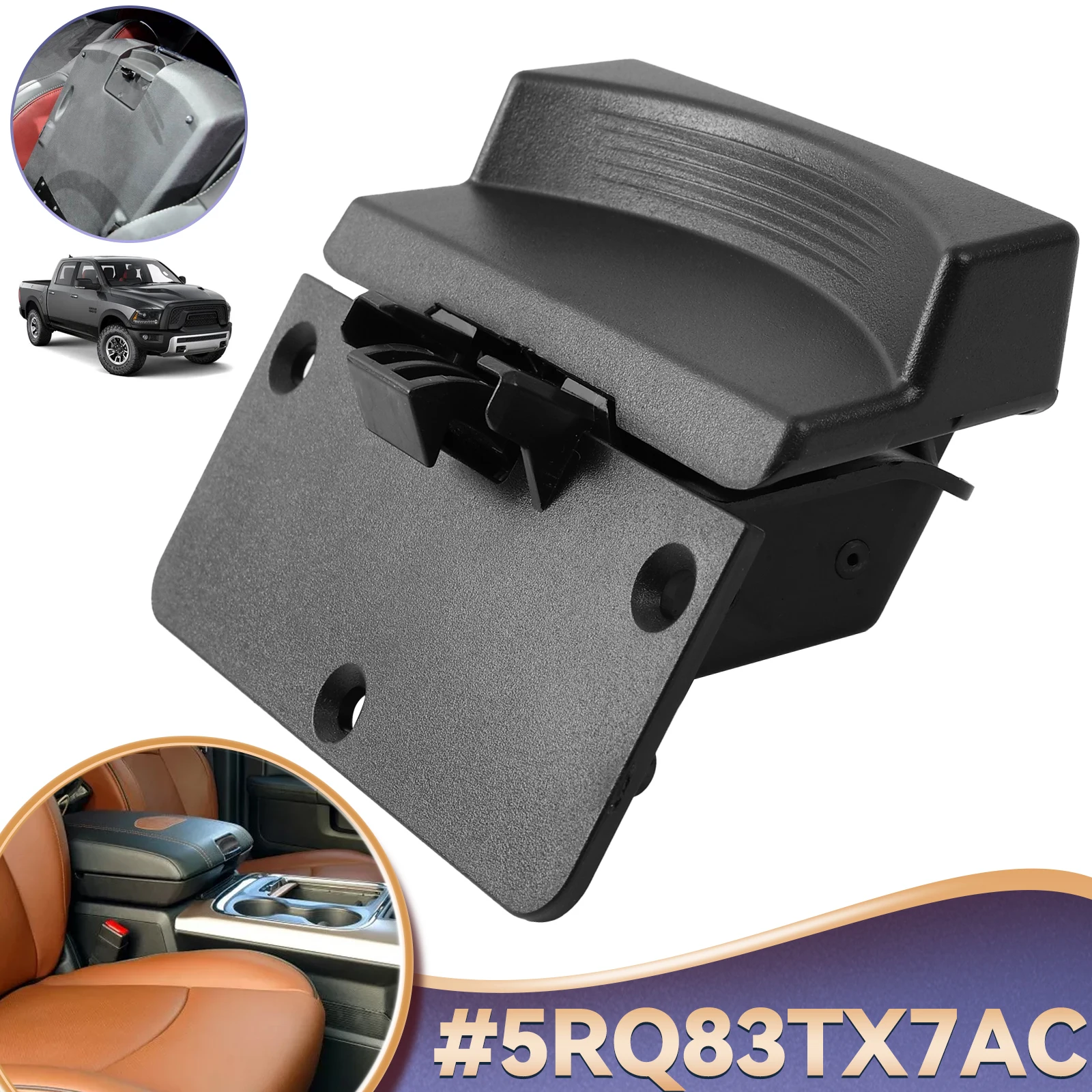 5RQ83TX7AC Black Car Center Console Armrest Box Lid Latch Fits for ...