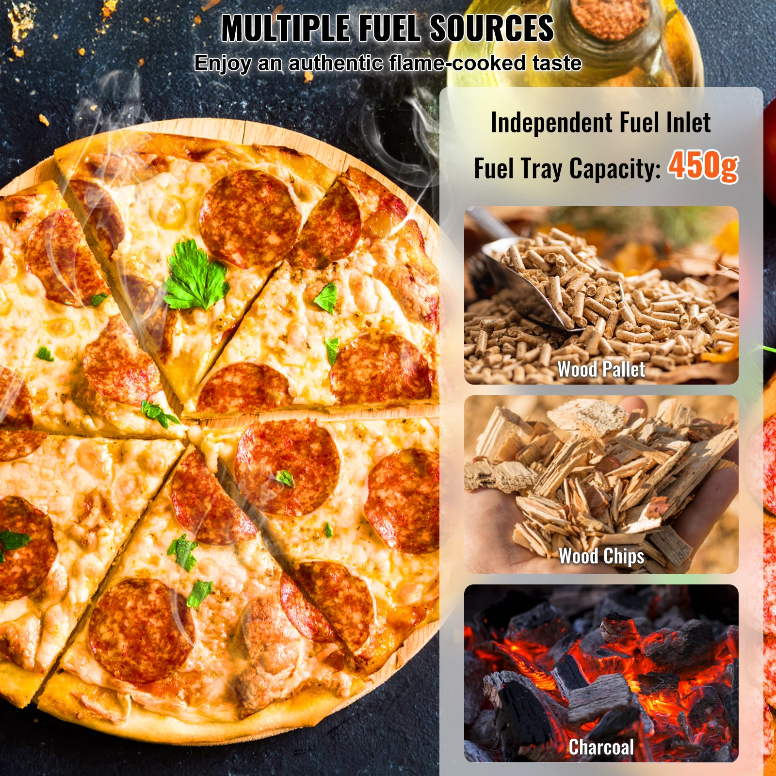 VEVOR Portable Outdoor Oven, 12-inch Pizza Oven, Pellet & Chips ...