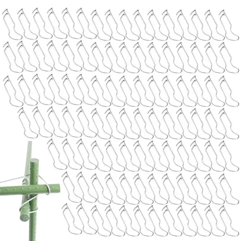 100Pcs-Plant-Cages-Steel-Buckle-Fixing-Clamp-Garden-Greenhouse-Pipe ...