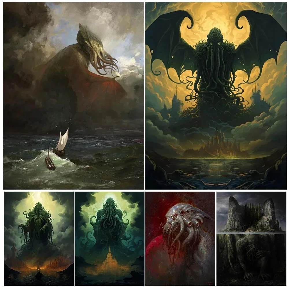 Gods-In-The-Cthulhu-Mythos-Vintage-Wall-Art-Canvas-Painting ...