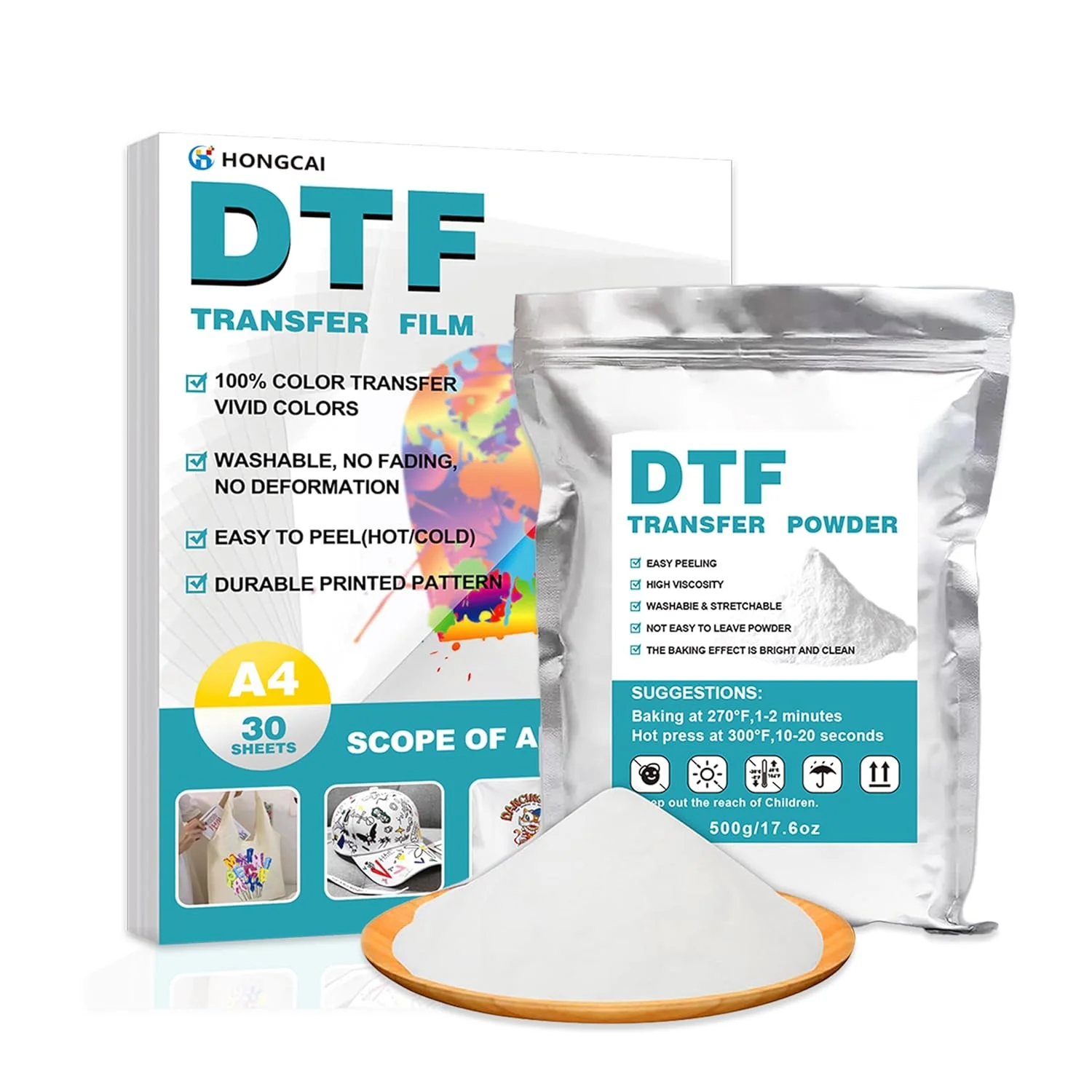 Dtf Transfer Film and Powder Kit, Suitable for Dtf Printers 30 A4 ...