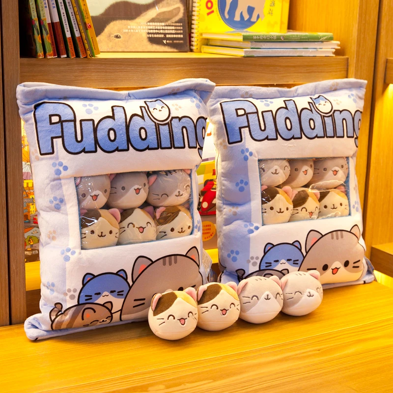 Puddings Snack Pillow Plush Toy Decorative Removable Cute Kitty Cat ...