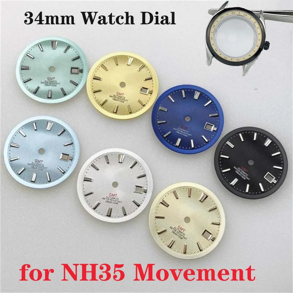High-Quality-34mm-NH35-Dial-No-Luminous-Single-Calendar-Watch-Dial-for ...