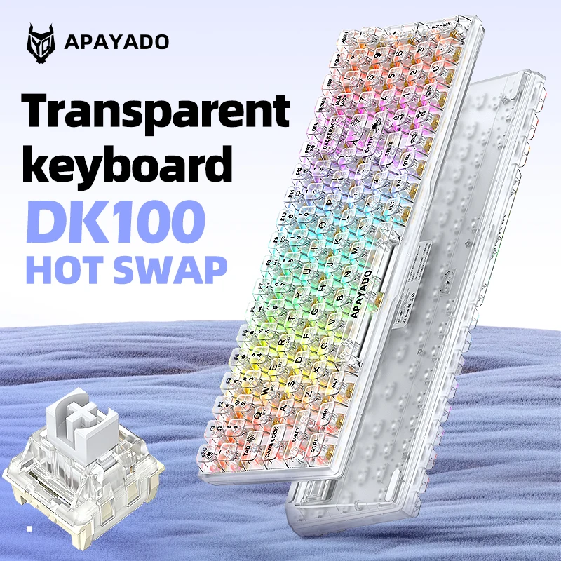 Wireless-Transparent-Keyboard-APAYADO-DK100-Hot-swap-Custom-Mechanical-Keyboard-Bluetooth-Tri ...