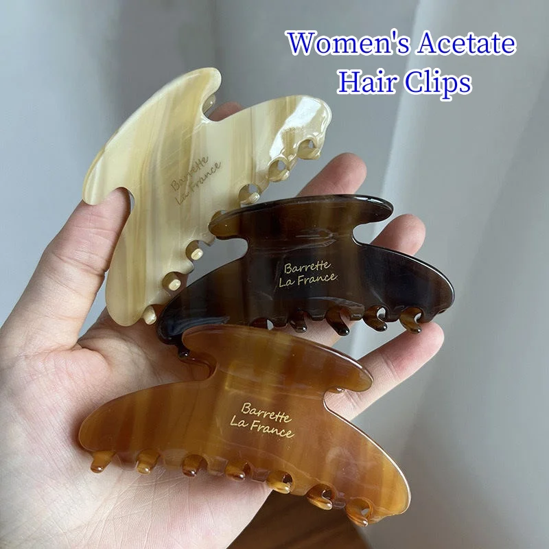 New-Hair-Clip-For-Women-Acetate-Geometric-Lattice-Shark-Hairpin-Girls ...