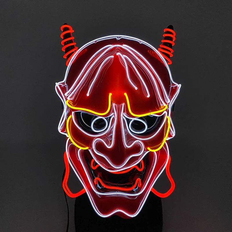 Light-Up-Japanese-Oni-Devil-Mask-LED-Luminous-Prajna-Horror-Mask-Full ...