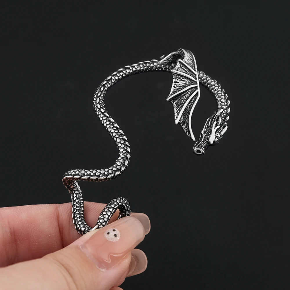 Vintage Domineering Winged Dragon Earrings Stainless Steel Punk Fashion ...