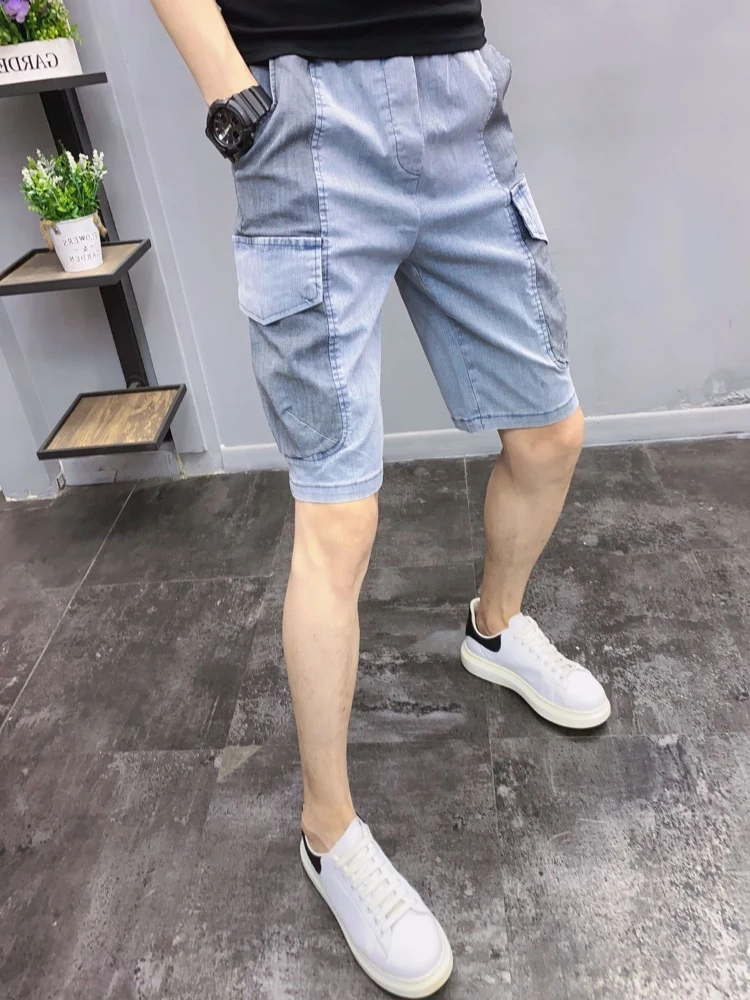 Men-s-Short-Jeans-Pants-Patchwork-Big-Size-Oversize-with-Pockets-Male ...