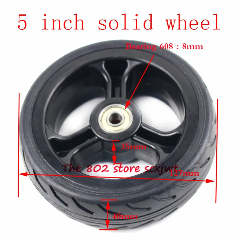 Super Quality 5 Inch Solid Wheels 5'' Tubeless Wheel Tyre For Electric ...