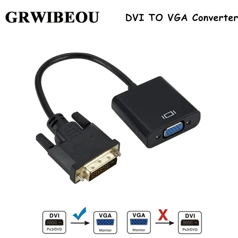 Full HD DVI To VGA Converter HD 1080P DVI Male 24+1 Pin To VGA Female ...