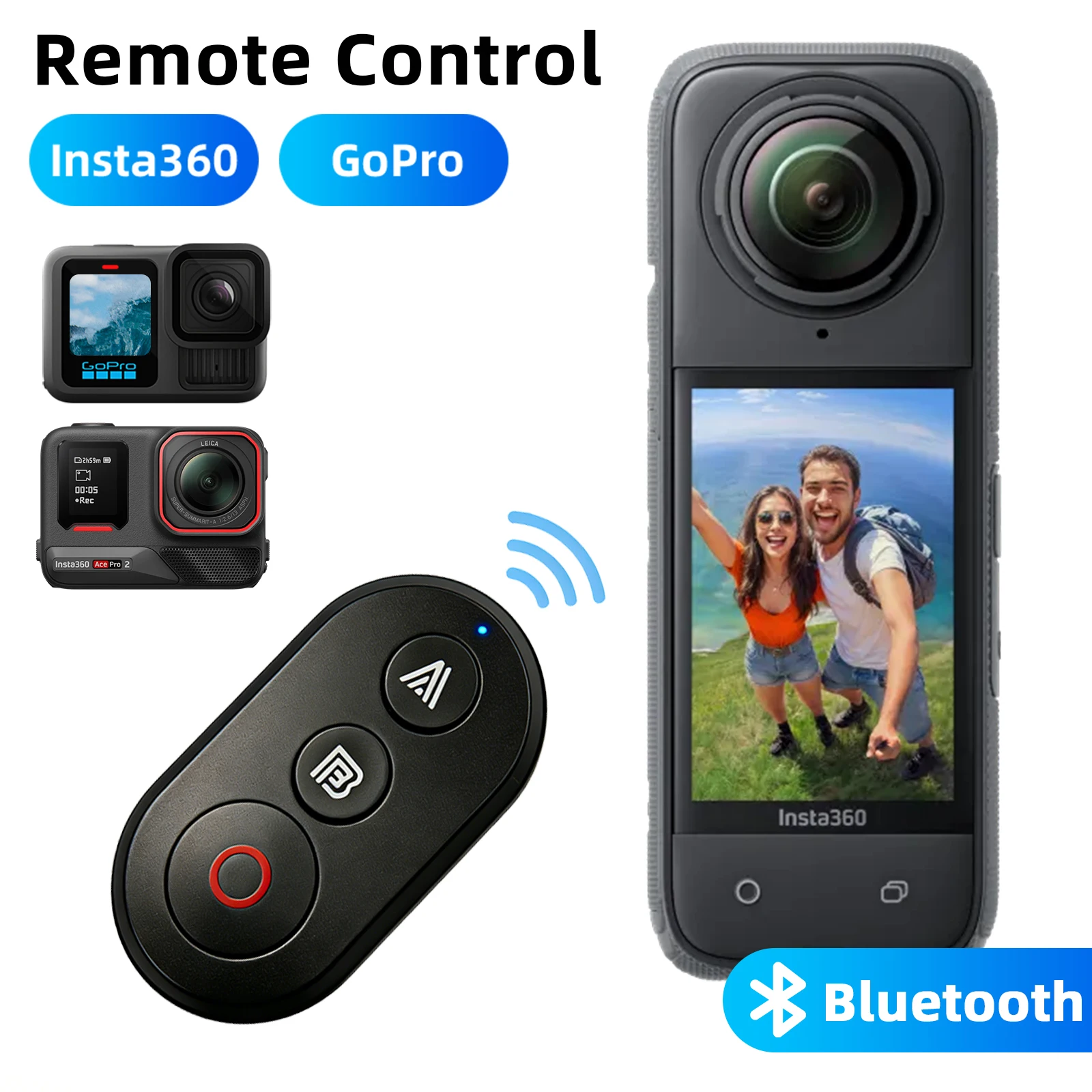 Bluetooth Remote Control for Insta360 X5 X4 X3 X2 Insta 360 Ace Pro 2 ...