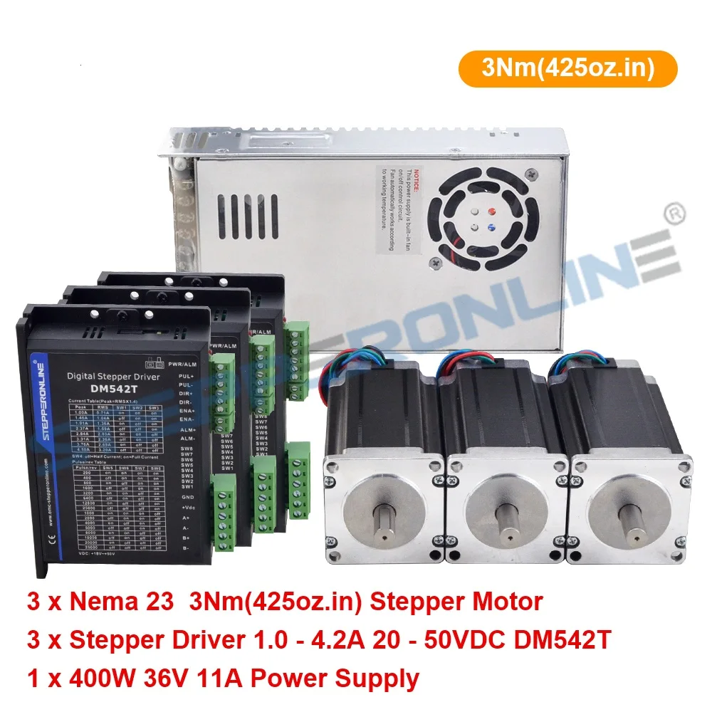 STEPPERONLINE Nema 23 3 Axis CNC Router Kit 3N.m Open Loop Stepper ...