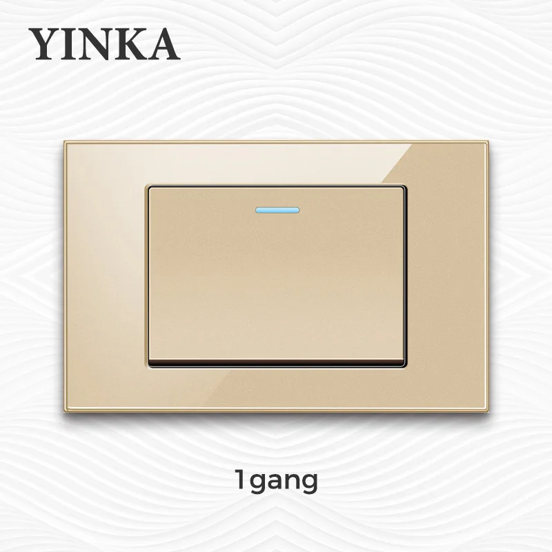 YINKA Tempered Glass Panel Golden Luxury Pass through Switch Cross ...