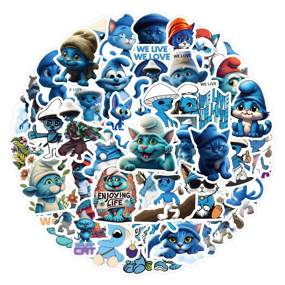 10-60Pcs-Smurf-Cat-Sticker-Graffiti-Sticker-Luggage-Fridge-Mobile-Phone ...