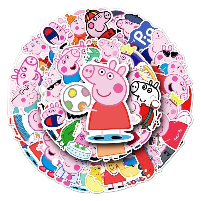 52pcs-set-Peppa-Pig-Stickers-Cute-Pigs-Cartoon-Mobile-Phone-Water-Cup ...