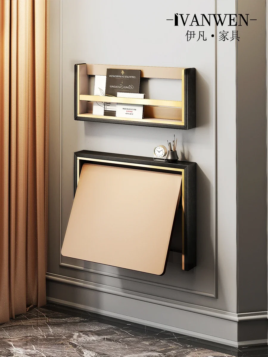 Light-Luxury-Italian-Invisible-Wall-Mounted-Solid-Wood-Learning-Table ...