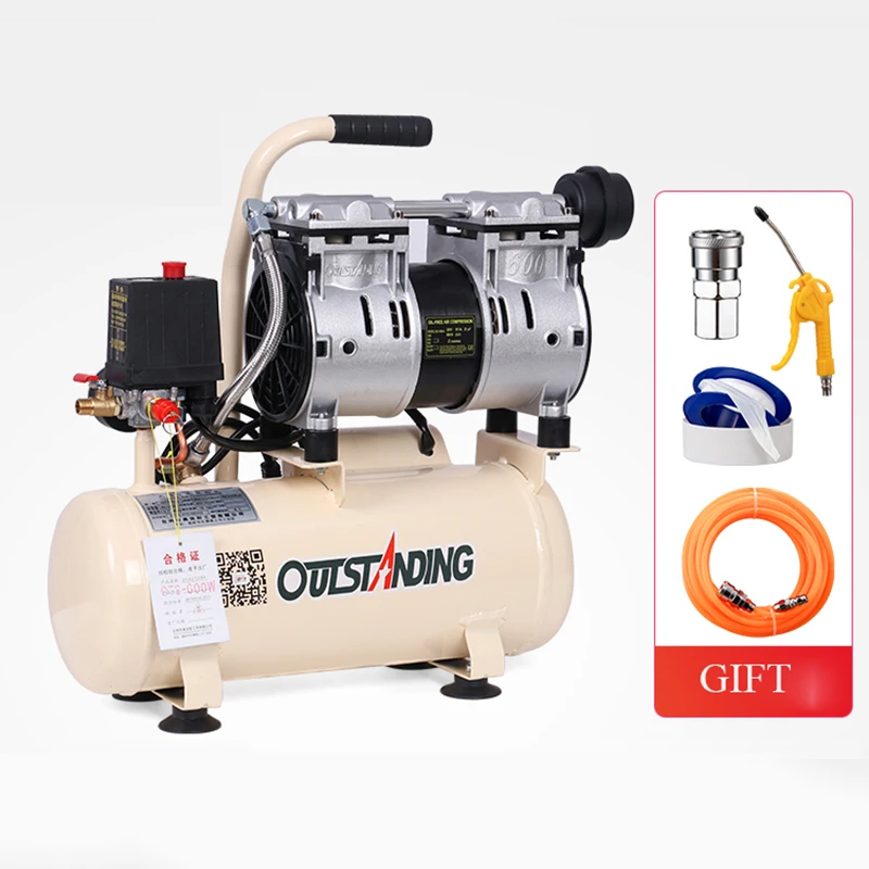 220V-8L-Industrial-Air-Compressor-Silent-Oil-Free-Air-Compressor-High ...