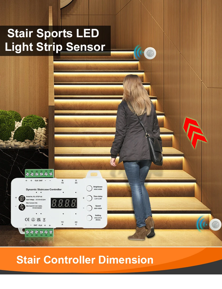 LED Stair Light Strip With Motion Sensor Stair Strip Lighting 10-28 ...
