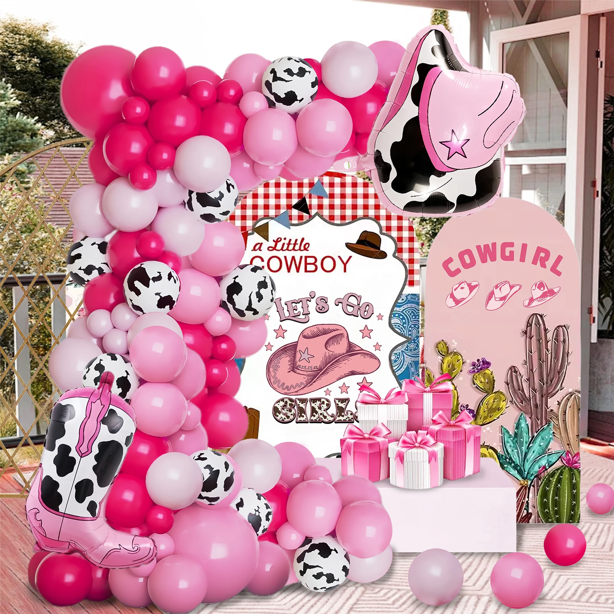 106Pcs Western Ladies Denim Theme Balloon Arch Set | Pink, Rose Pink ...