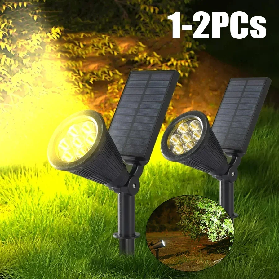 1-2-PCS-9-LED-Solar-Outdoor-IP65-Ground-Plug-Light-Spotlight-Adjustable ...
