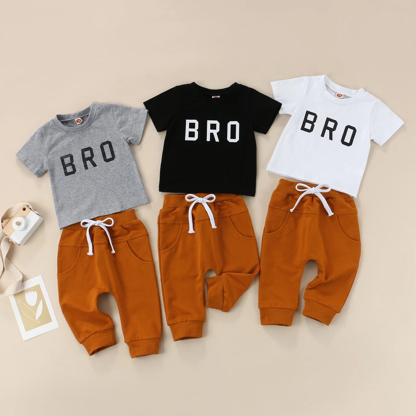 0 3years Toddler Baby Boy Girl 2pcs Summer Clothing Bro Letter Printed 0-3years-toddler-baby-boy-girl-2pcs-summer-clothing-bro-letter-printed