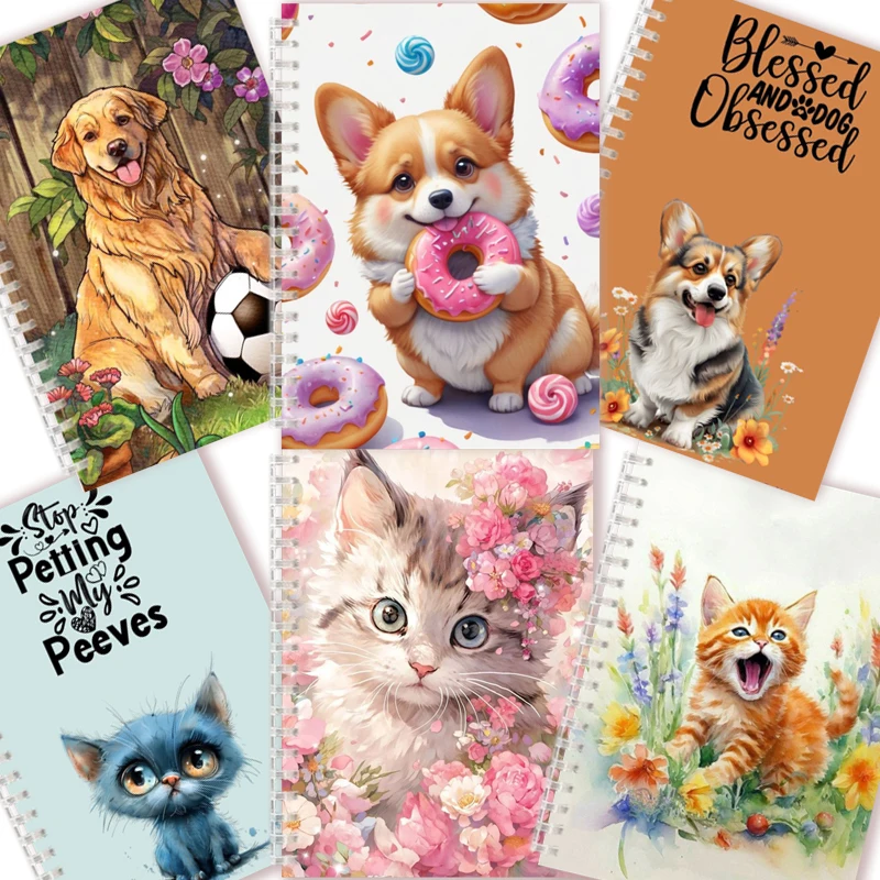 A5 Spiral Notebook Note Book With Cute Kawai Animal Cat Dog Writing Pad ...