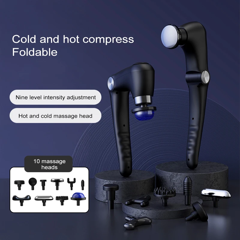 Portable Foldable Massage Gun Heat Cold Head Rotatable Design ...