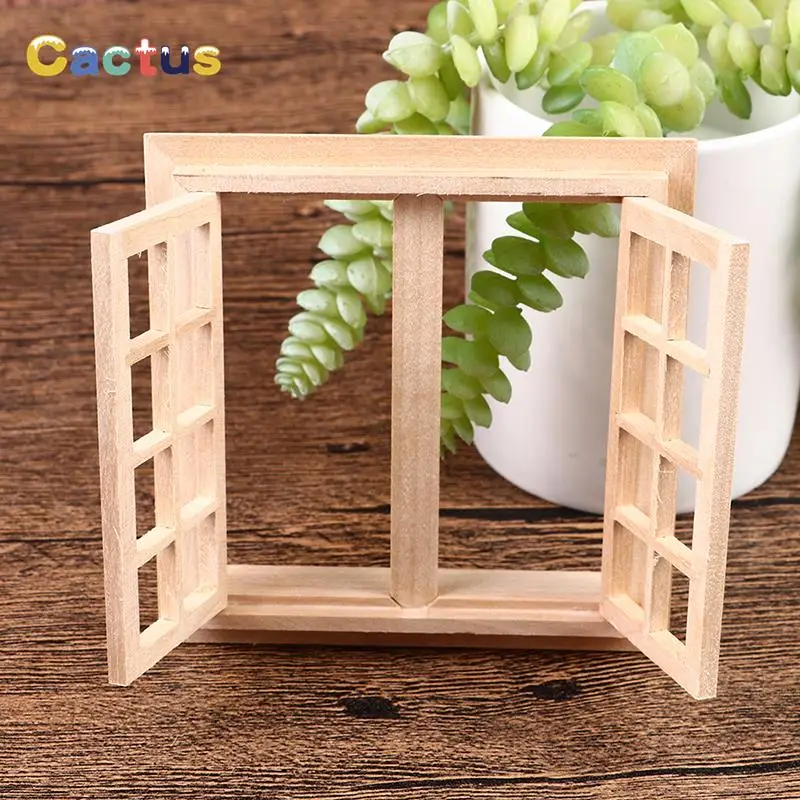1-12-Dollhouse-DIY-Miniature-Door-Window-16-Grids-Wooden-Square-Windows ...