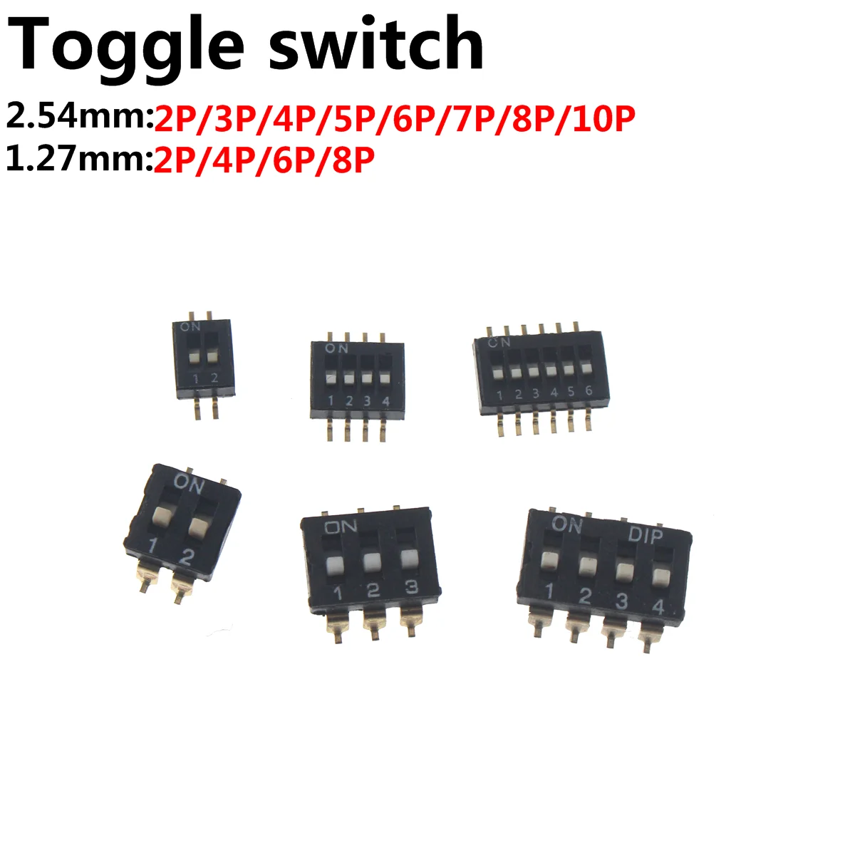 10pcs smd Slide Type Switch Module 1 2 3 4 5 6 7 8 10 12 PIN 2.54mm 1 ...