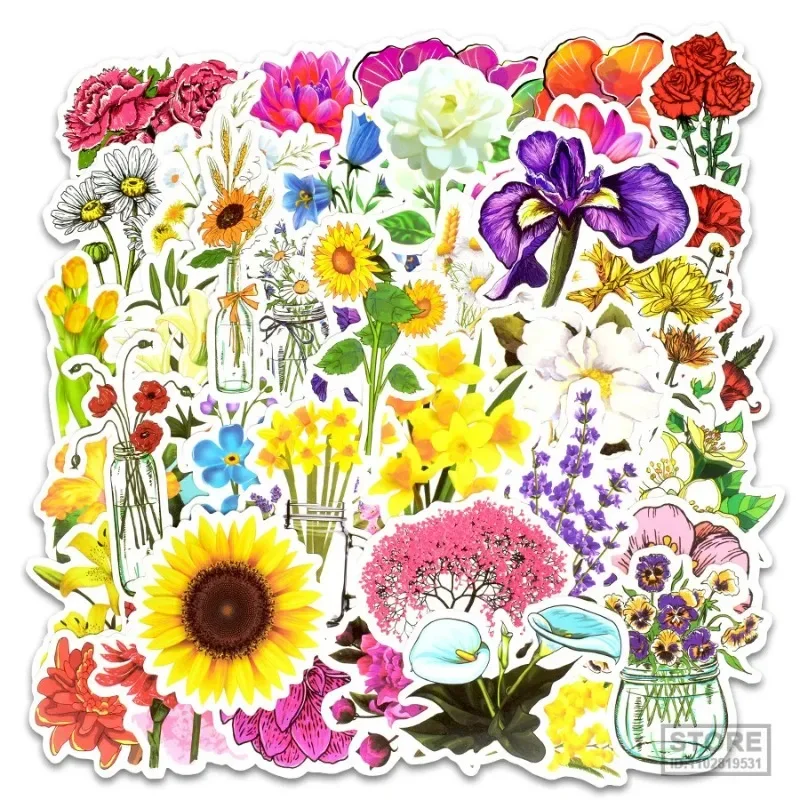 Cartoon-Flower-Sticker-Pack-para-crian-as-decalque-de-grafite-imperme ...