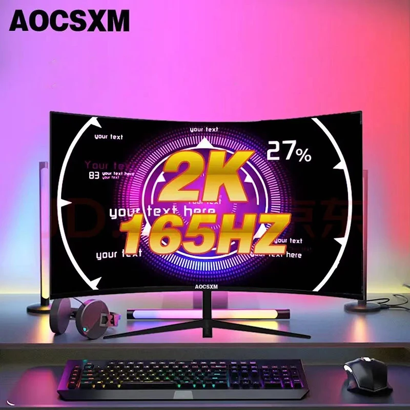 AOXM27 Tela Curvada HD para Computador Desktop, 165Hz, VA, 2K, 144Hz ...