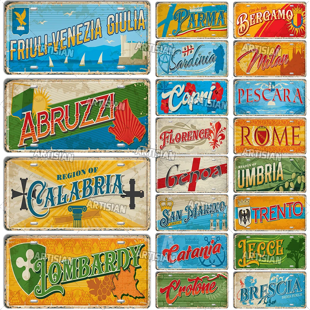 Artisian-ITALY-Ctiy-State-Travel-Car-Plate-Province-Metal-Sign-Landmark ...