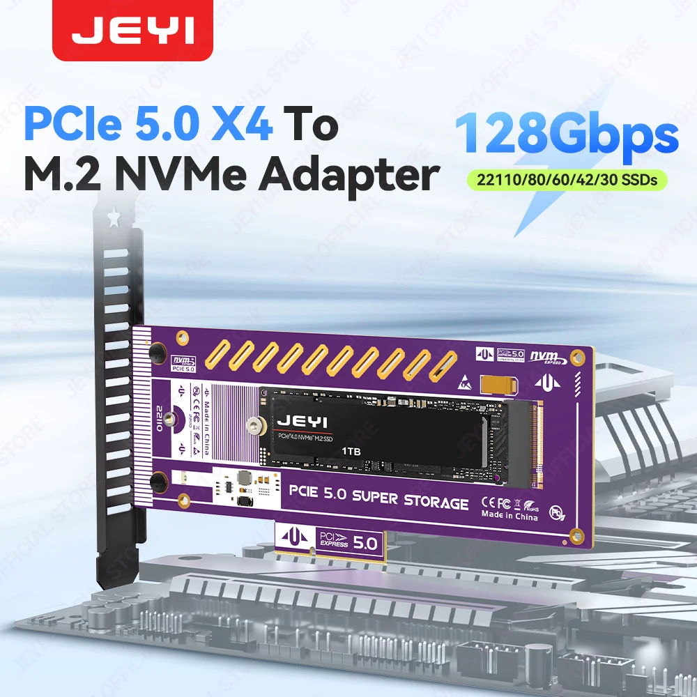 JEYI M.2 NVMe SSD to PCIe 5.0 Expansion Card 128Gbps Ultra Speed ...