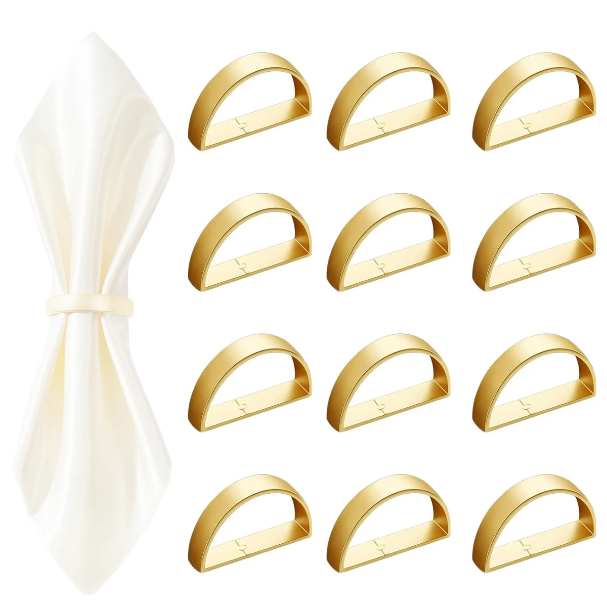 Leeseph-Gold-Napkin-Rings-Set-of-12-Semicircle-Metal-Gold-Napkin-Holder ...
