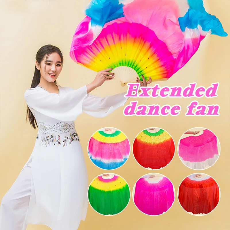 (L R) Hand Chinese Bamboo Imitation Silk Dancing Fan Veils Hand-Made ...