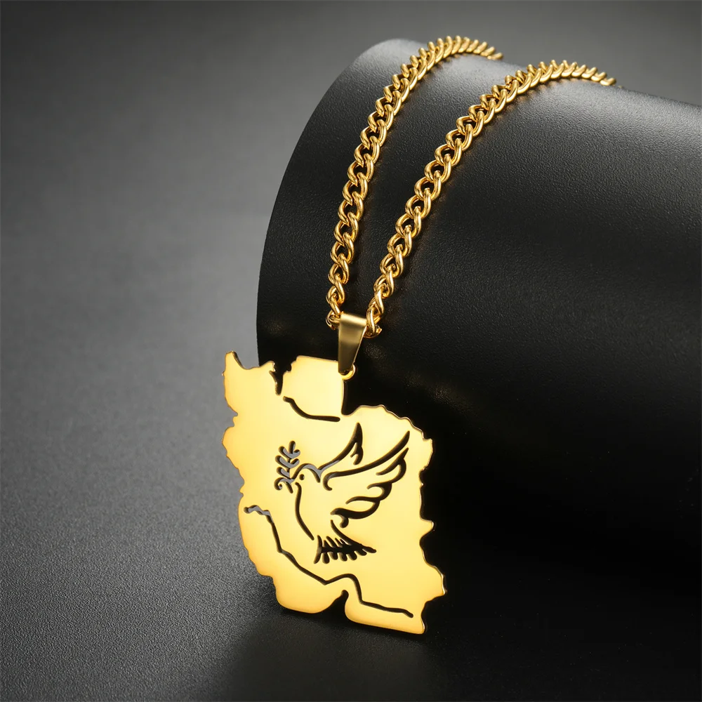 EUEAVAN-Iran-Map-Pendant-Necklace-Stainless-Steel-Peace-Dove-Olive ...