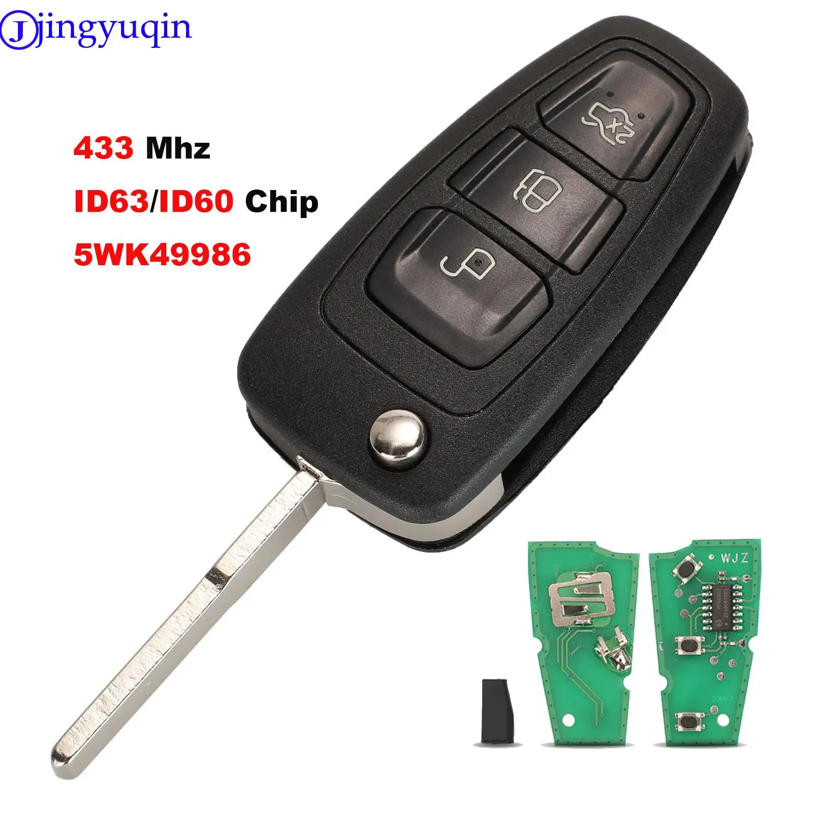 jingyuqin-Remote-ASK-433-315-mhz-ID63-Chip-3Button-Flip-Car-Key-Cover ...