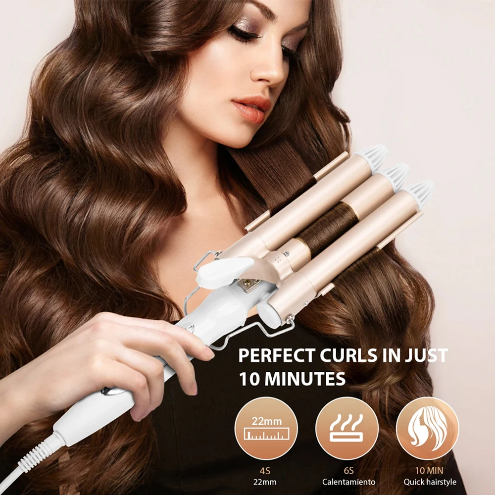 22mm-Triple-Barrel-Hair-Curling-Iron-Ceramic-Hair-Curler-Professional ...