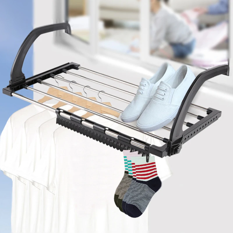 Stainless-Steel-Balcony-Drying-Shoe-Rack-Multi-function-Folding-Window ...