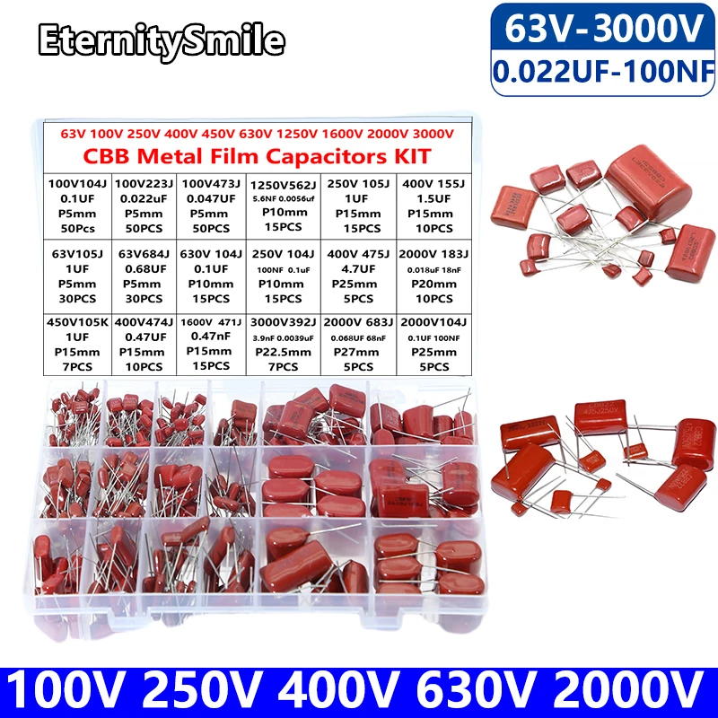 Kit-surtido-de-capacitores-de-pel-cula-de-poli-ster-metalizado-CBB-344 ...