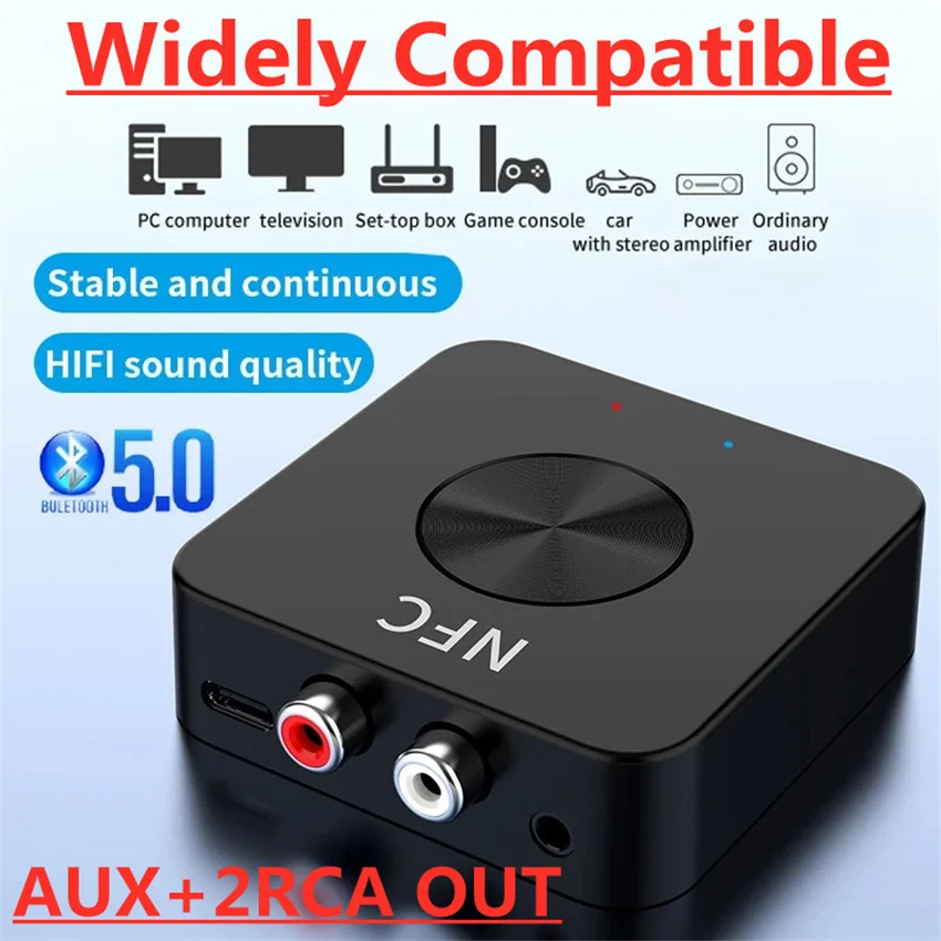 Receptor de Audio RCA con Bluetooth 5,0, transmisor, tarjeta TF, AptX ...