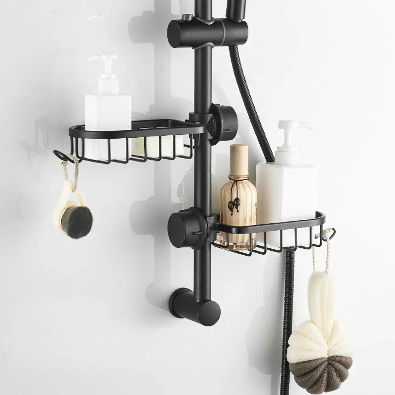 Water-Pipe-Clamping-Aluminum-Basket-Shelf-Bathroom-Organizer-for ...