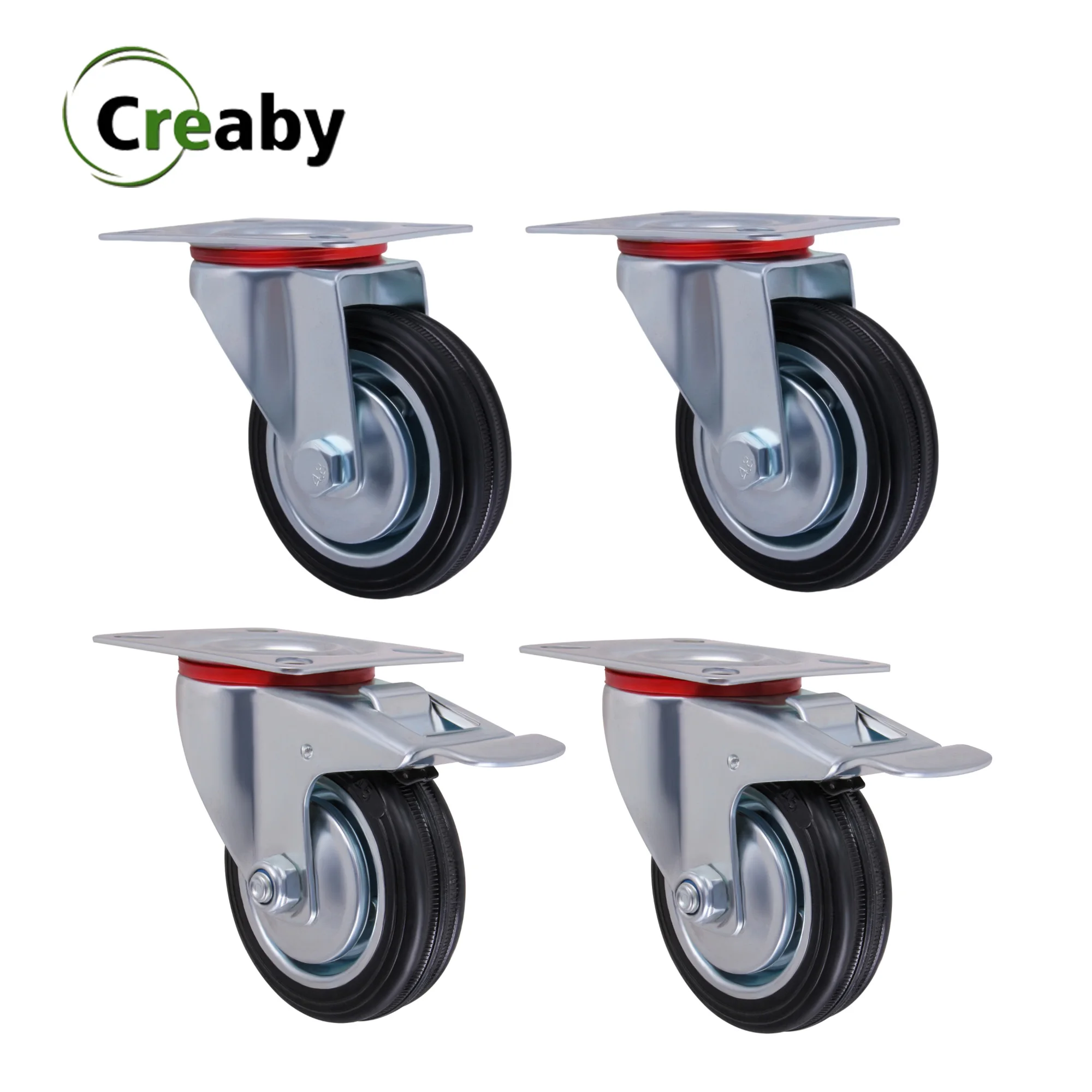 4Pcs-3Inch-Heavy-Duty-Swivel-Casters-With-Brake-360-Rotatable-Swivel ...
