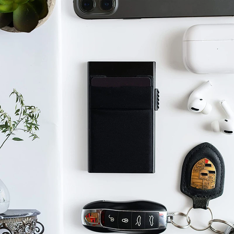 Customized Name Card Holder with Coin Pocket Purse Credit Bank Card ...