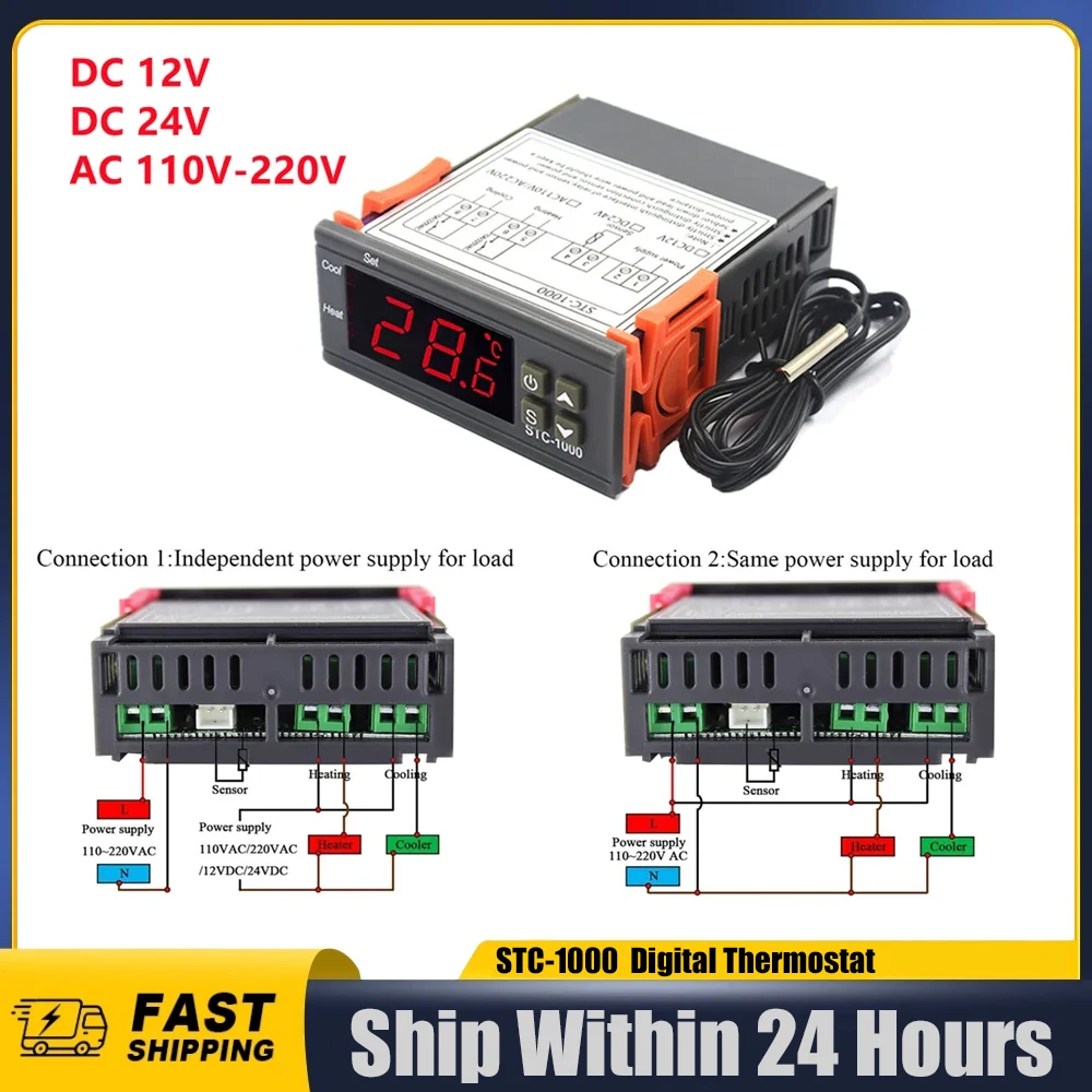 STC-1000 110V 220V 12V Digital Temperature Controller Thermostat ...