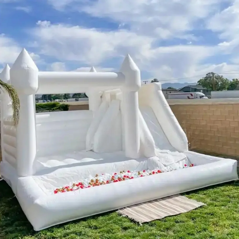 Portable White Inflatable Bounce House With Air Blower Large Ball Pool ...