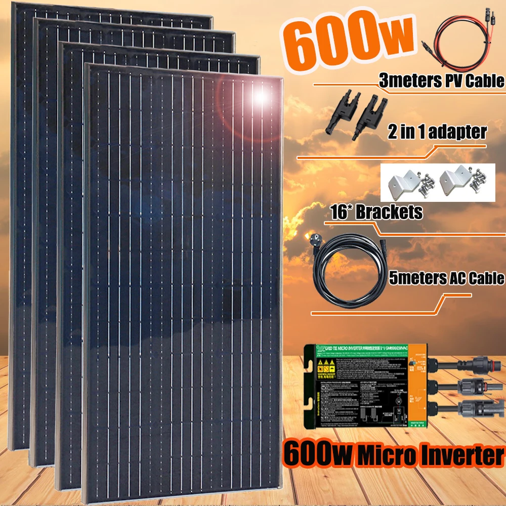 600w 300w Solar Panel Photovoltaic Panel Solar System Balcony For ...